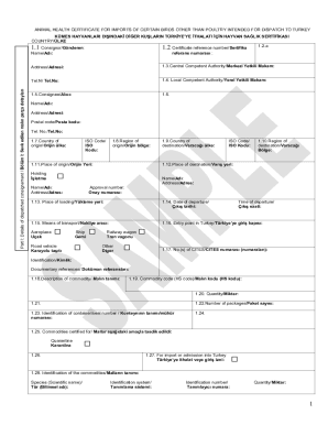 Fillable Online Birds: animal health certificates for export Fax Email ...