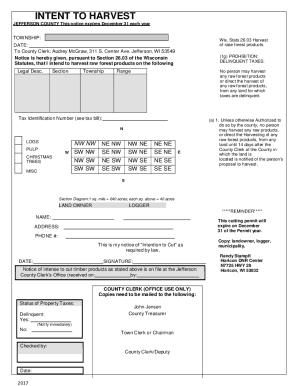 Fillable Online Intent to Harvest Form Fax Email Print - pdfFiller