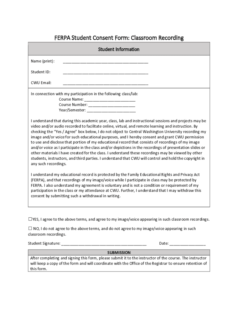 Fillable Online Free fillable STUDENT CONSENT FORM TO RELEASE ... Fax ...