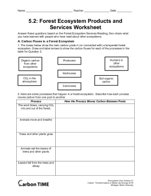 Fillable Online 5.2: Forest Ecosystem Products and Services Worksheet ...