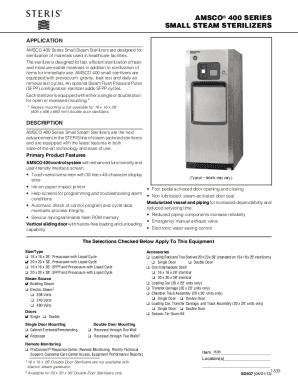 Fillable Online Amsco 400 Series Prevacuum Small Steam Sterilizer ...