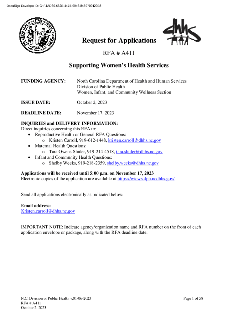 Fillable Online Request for Applications - RFA # A411 Supporting Women ...