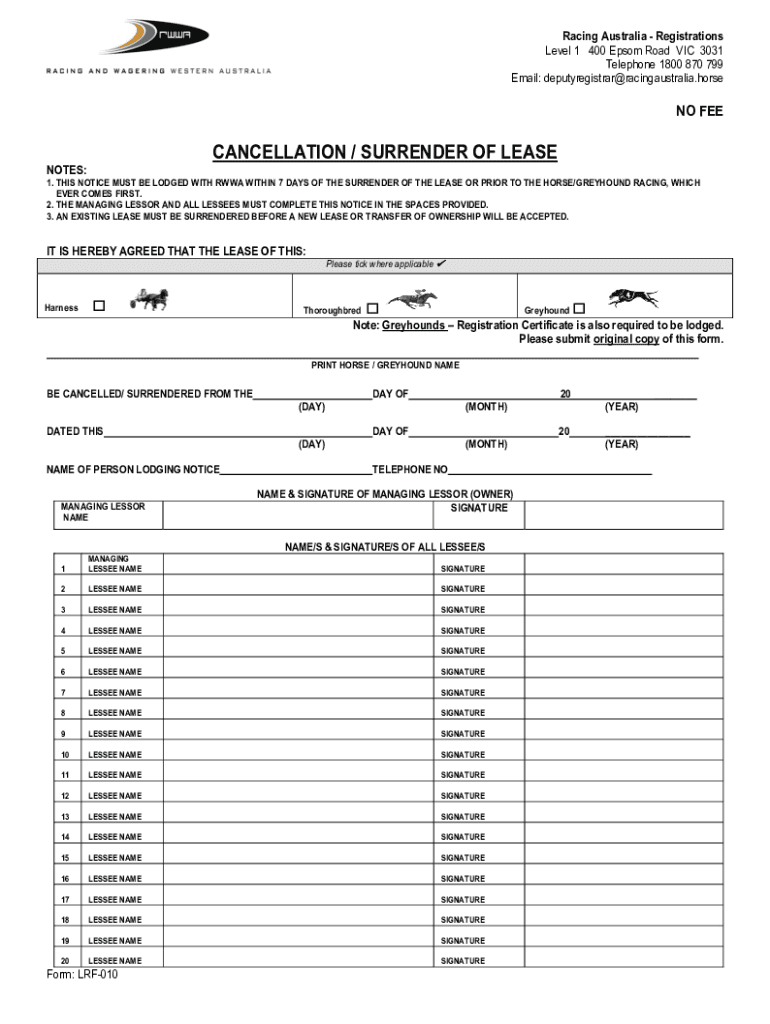 Fillable Online RegistrationQueensland Racing Integrity Commission Fax ...