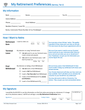 Fillable Online My Retirement Preferences Fax Email Print - pdfFiller