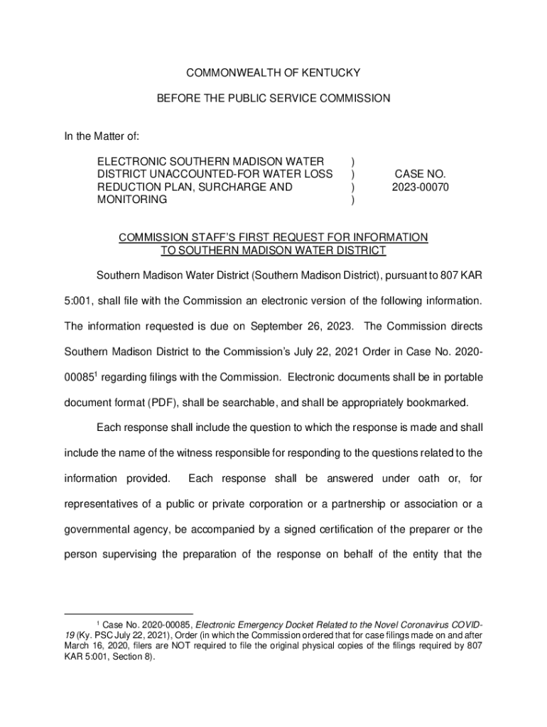 Fillable Online psc ky Water Loss Chart - Berea - Southern Madison ...