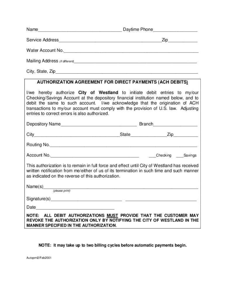Fillable Online ACH Debit Authorization Form ORWD Fax Email Print - pdfFiller
