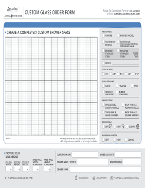 Fillable Online CUSTOM GLASS ORDER FORM Fax Email Print - pdfFiller