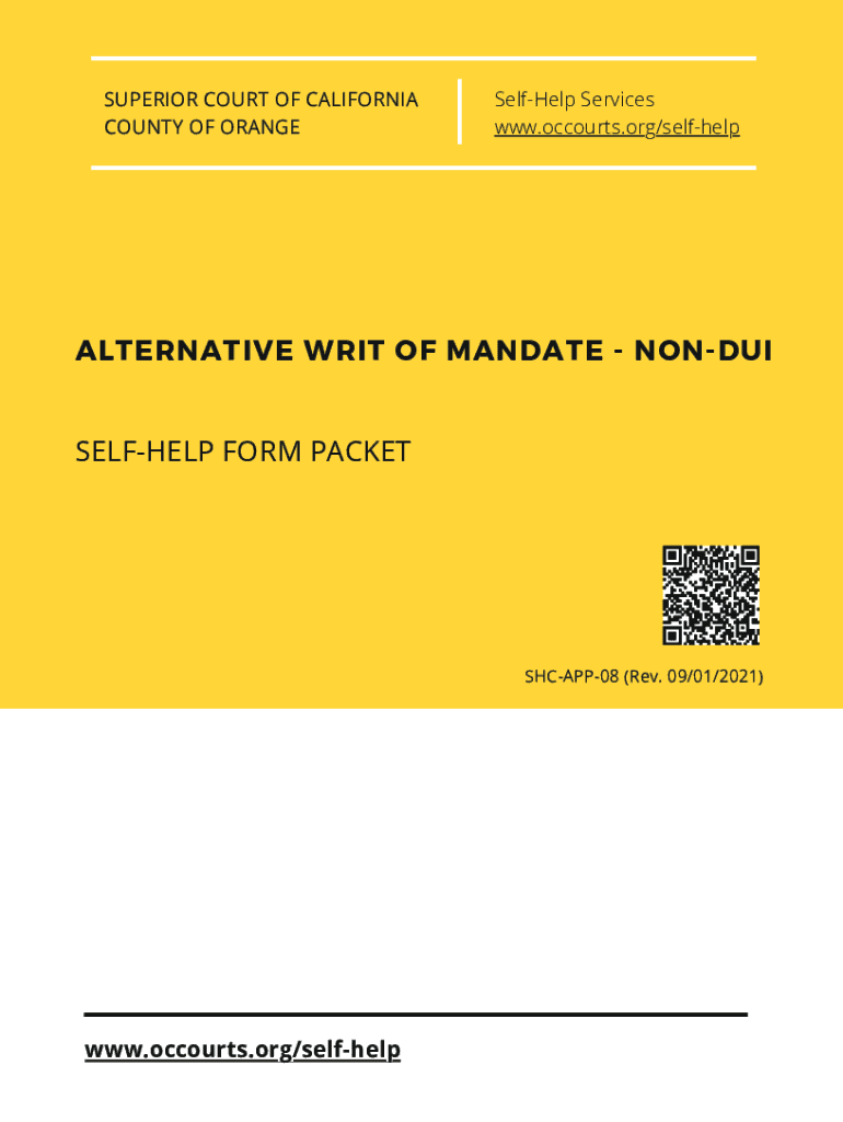 Fillable Online ALTERNATIVE WRIT OF MANDATE - NON-DUI Fax Email Print ...