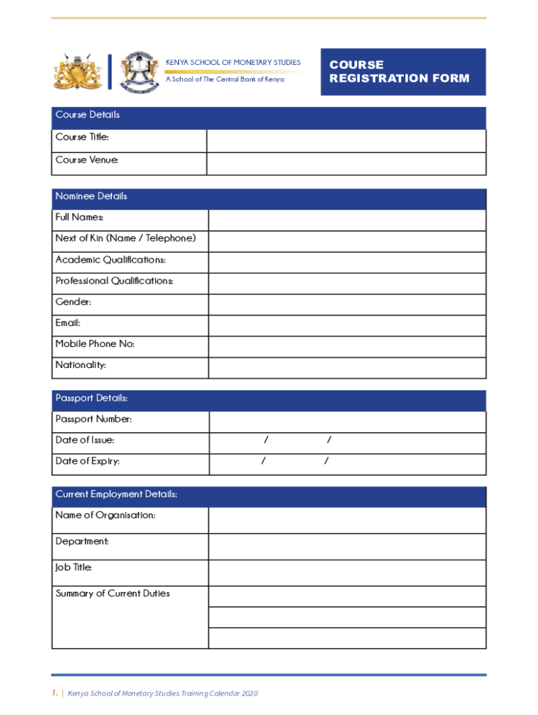 Fillable Online ksms or Extension of MoU with Kenya School of Monetary ...