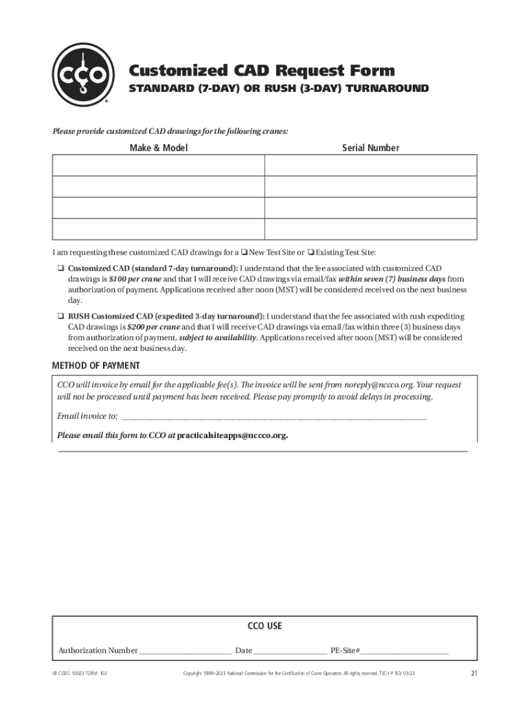 Fillable Online Rush Customized CAD Request Form Fax Email Print ...