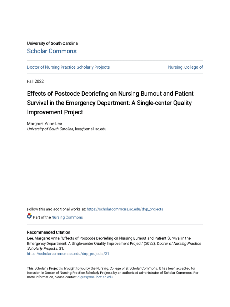 Fillable Online Effects of Postcode Debriefing on Nursing Burnout and ...