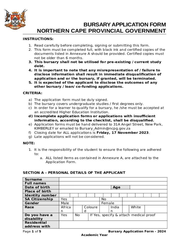 External-Bursary-Application--For-Full-Time-Studies- ... Doc Template ...