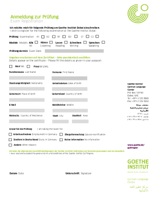 Fillable Online German exams - Goethe-Institut gulf region Fax Email ...