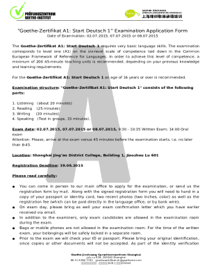 APPLICATION FOR GOETHE-INSTITUT GERMAN ... Doc Template | pdfFiller