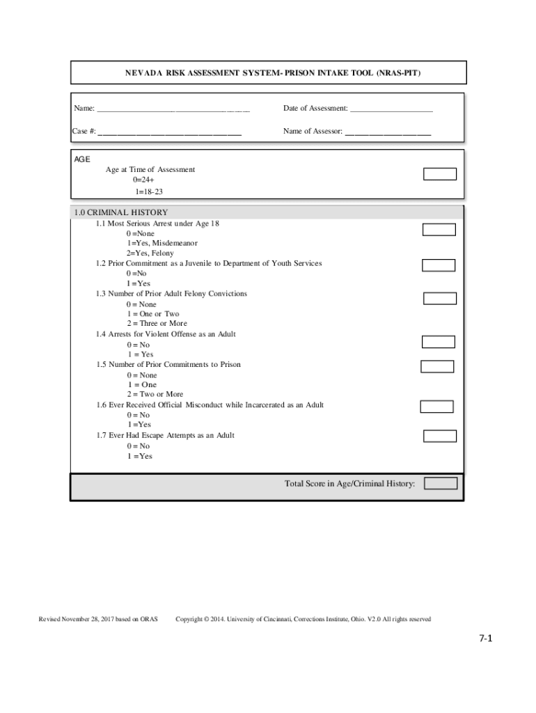 Fillable Online parole nv What Is Risk AssessmentBureau of Justice ...
