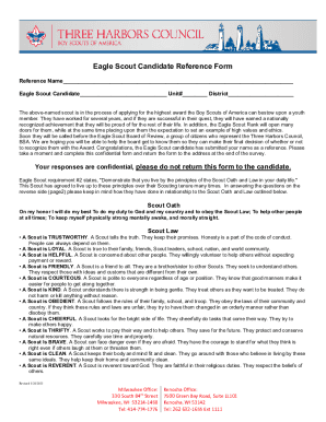 Fillable Online Eagle Scout Candidate Reference Form Fax Email Print ...
