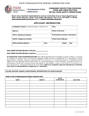 Fillable Online DSHS STANDARDIZATION RENEWAL NOMINATION FORM Fax Email Print - pdfFiller