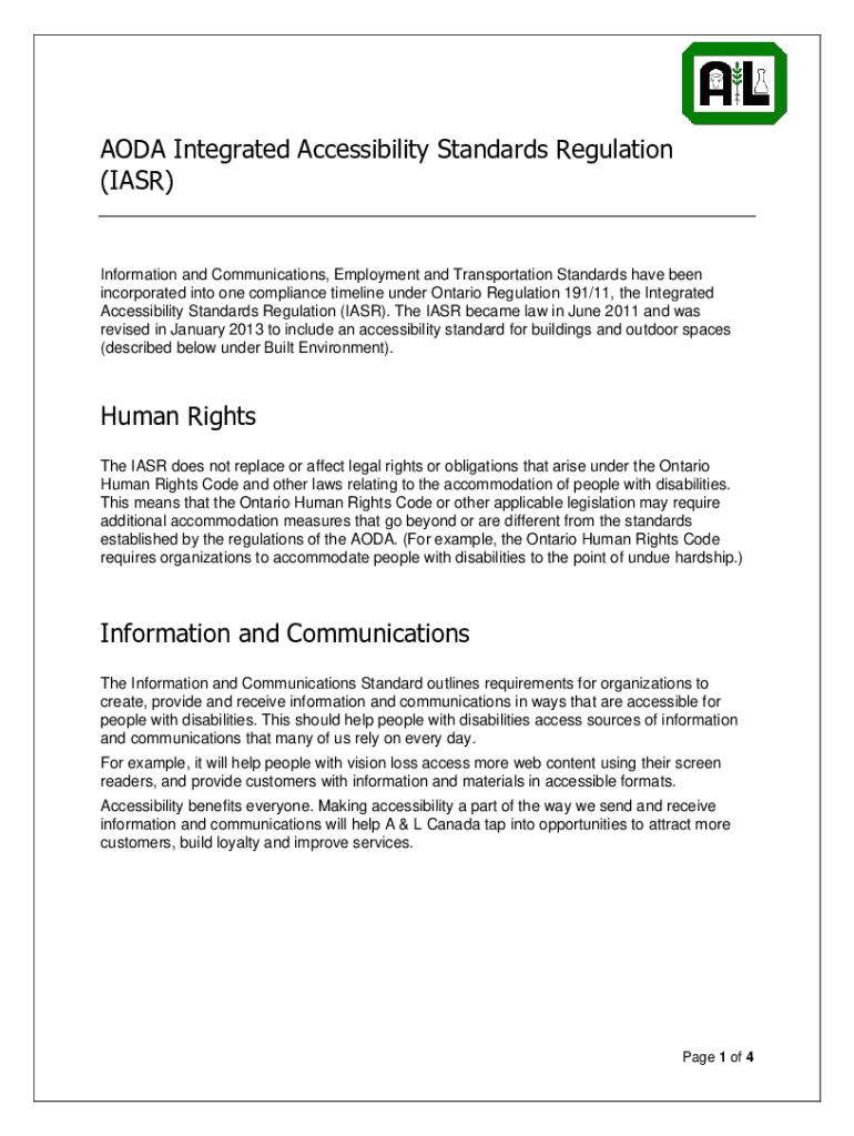 Fillable Online Introduction to Ontario's Integrated Accessibility ...