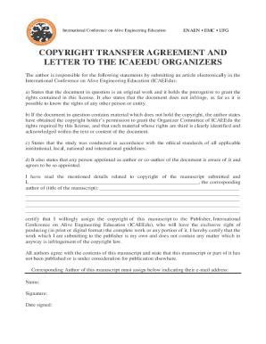 Fillable Online Copyright Transfer Agreement and Letter to The ICAEEdu ...