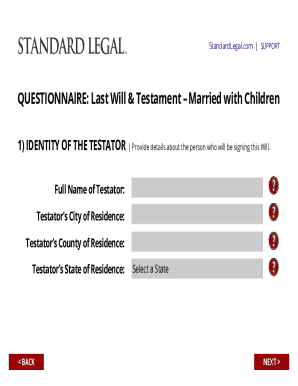 Fillable Online Last Will and Testament for Persons Married with ...