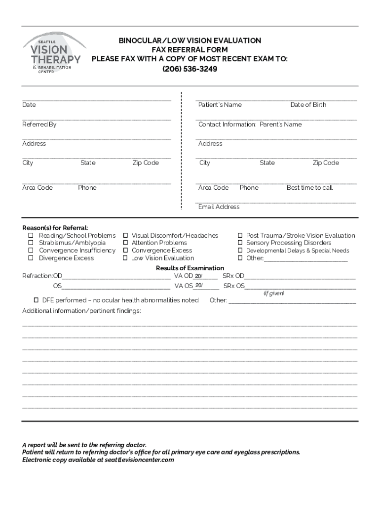 Fillable Online binocular/low vision evaluation fax referral form Fax ...