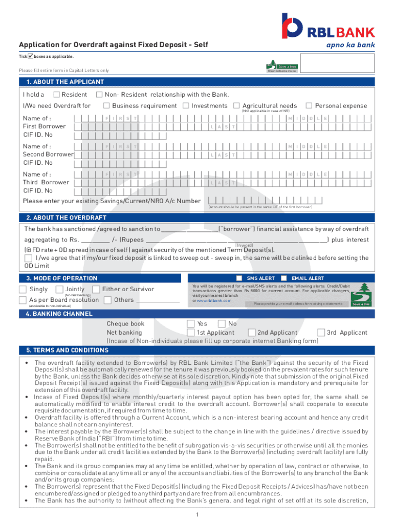 Fillable Online Application form for Overdraft Against Fixed Deposits ( ... Fax Email Print ...