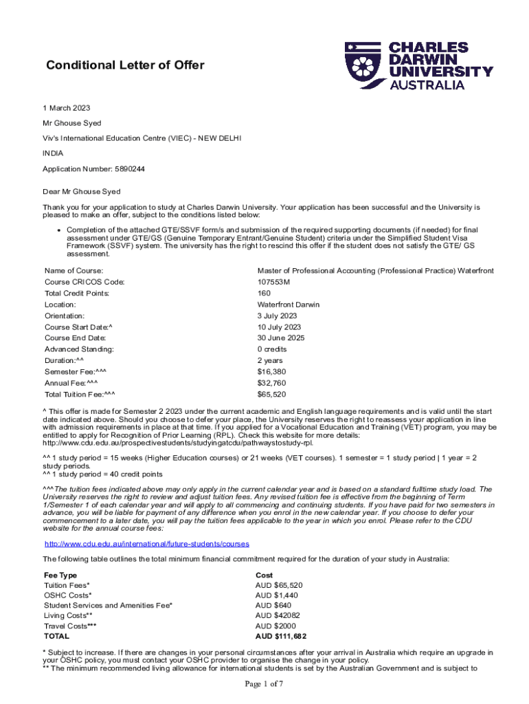 Fillable Online Conditional Letter of Offer Fax Email Print - pdfFiller