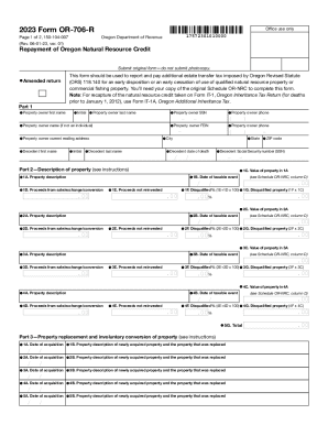 Fillable Online 2023, Form OR-706-R, Repayment of Oregon Natural ...