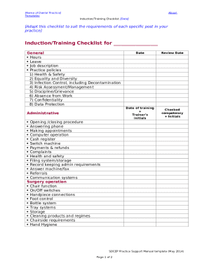 Induction /Training Checklist - Practice Support Manual Doc Template ...