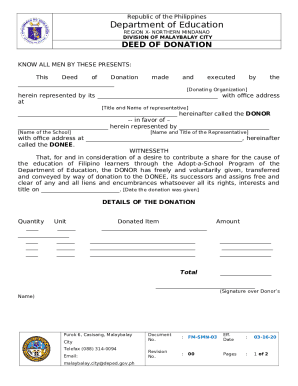 Deed-of-Donation-Sample.pdf Doc Template | pdfFiller