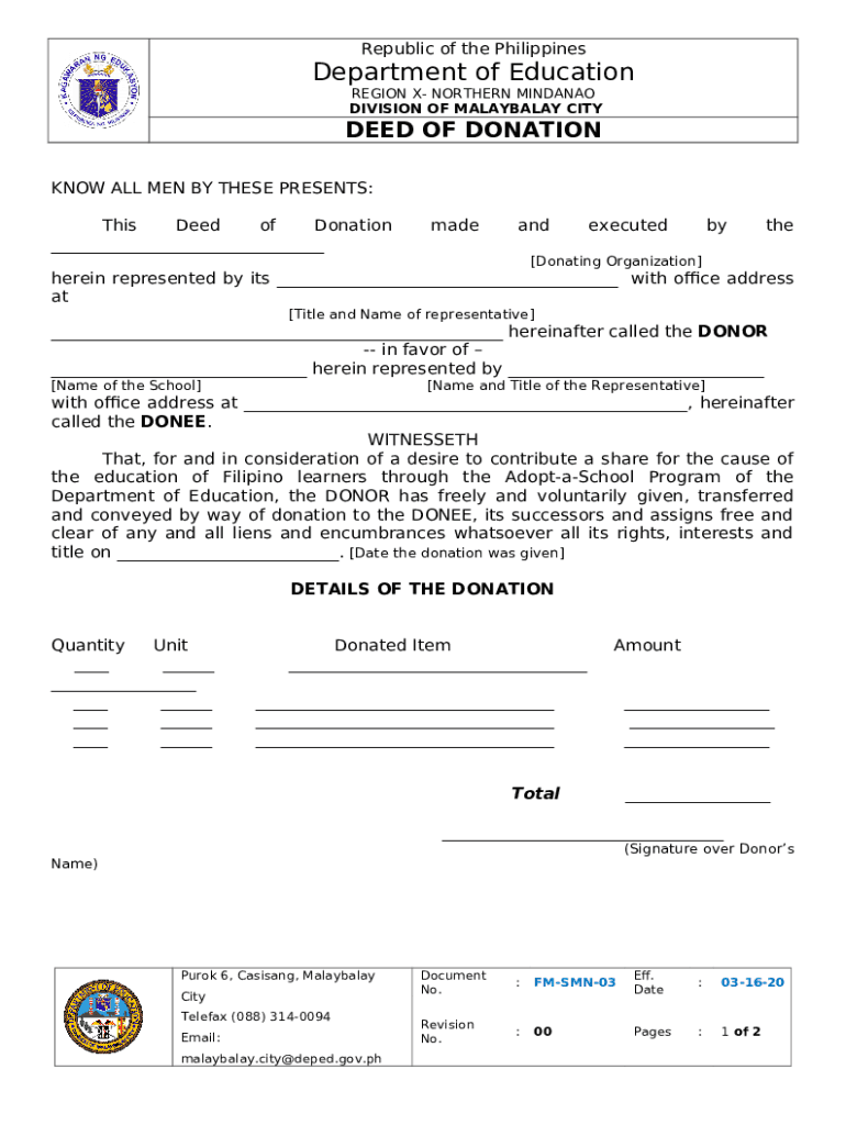 Deed-of-Donation-Sample.pdf Doc Template | pdfFiller