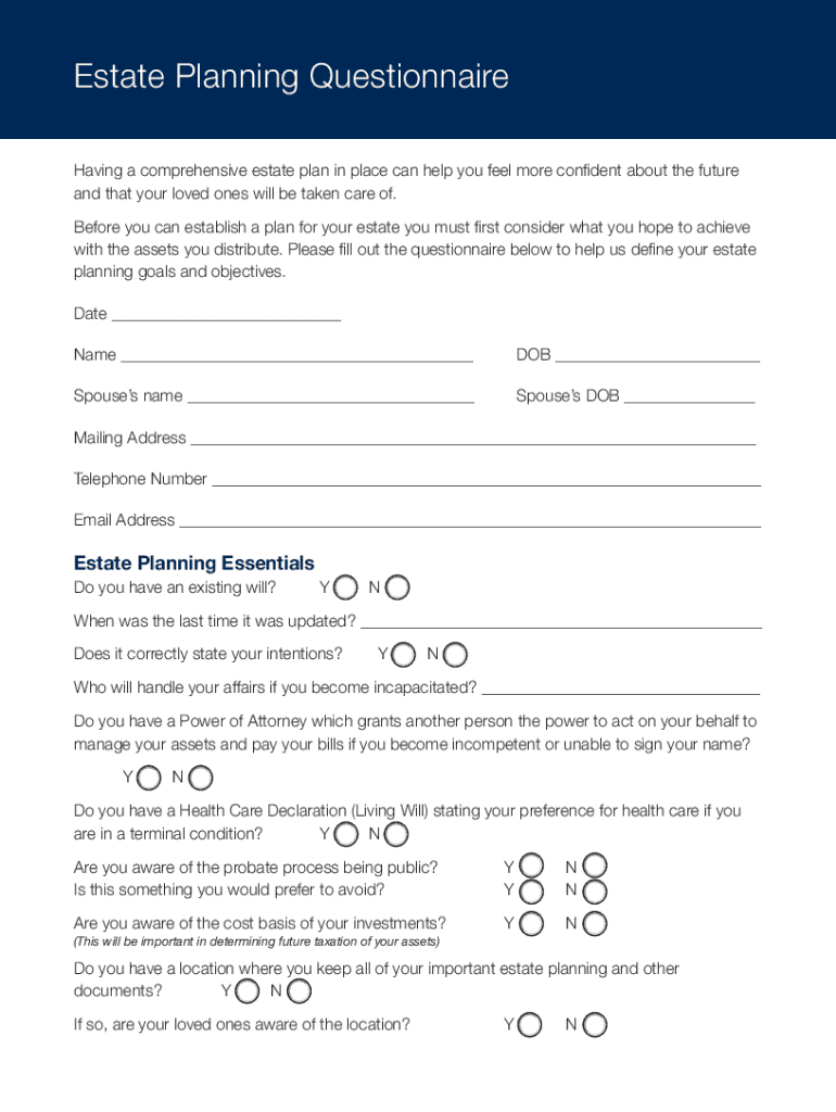 Fillable Online Estate Planning Checklist: Minimizing Anxiety and ...