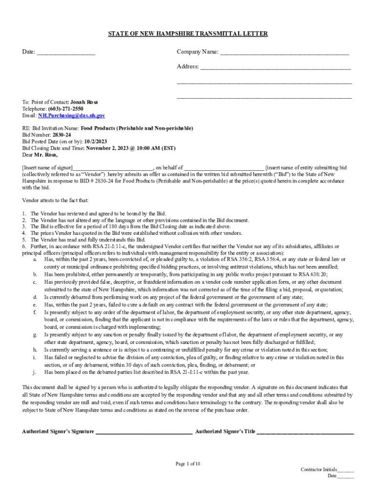 Fillable Online RE: Bid Invitation Name: Food Products (Perishable and Non-perishable) Fax Email ...