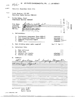 Fillable Online POTENTIAL HAZARDOUS WASTE SITE - COMMENTS- HAZARDOUS RANKING SYSTEM (HRS ...