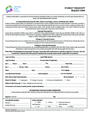 Fillable Online Requesting Ontario Student Transcripts and Other ...