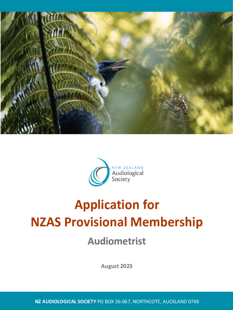 Fillable Online audiology org PROVISIONAL MEMBER APPLICATION HANDBOOK Fax Email Print - pdfFiller