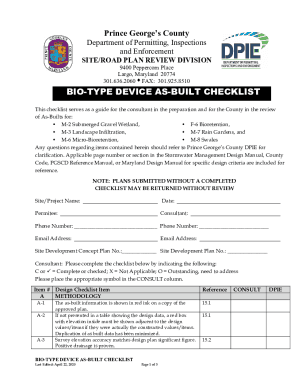 Fillable Online BIO-TYPE DEVICE AS-BUILT CHECKLIST Fax Email Print ...