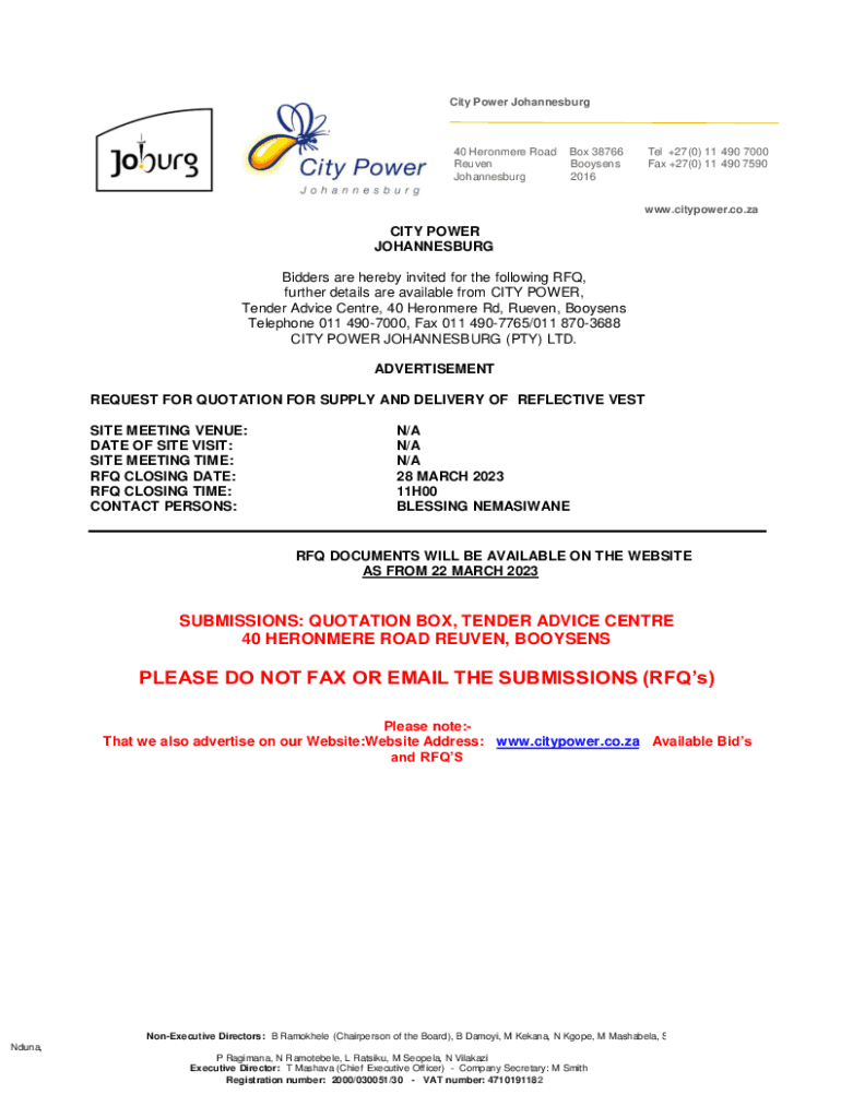 Fillable Online City Power memo template - City Power Johannesburg Fax ...