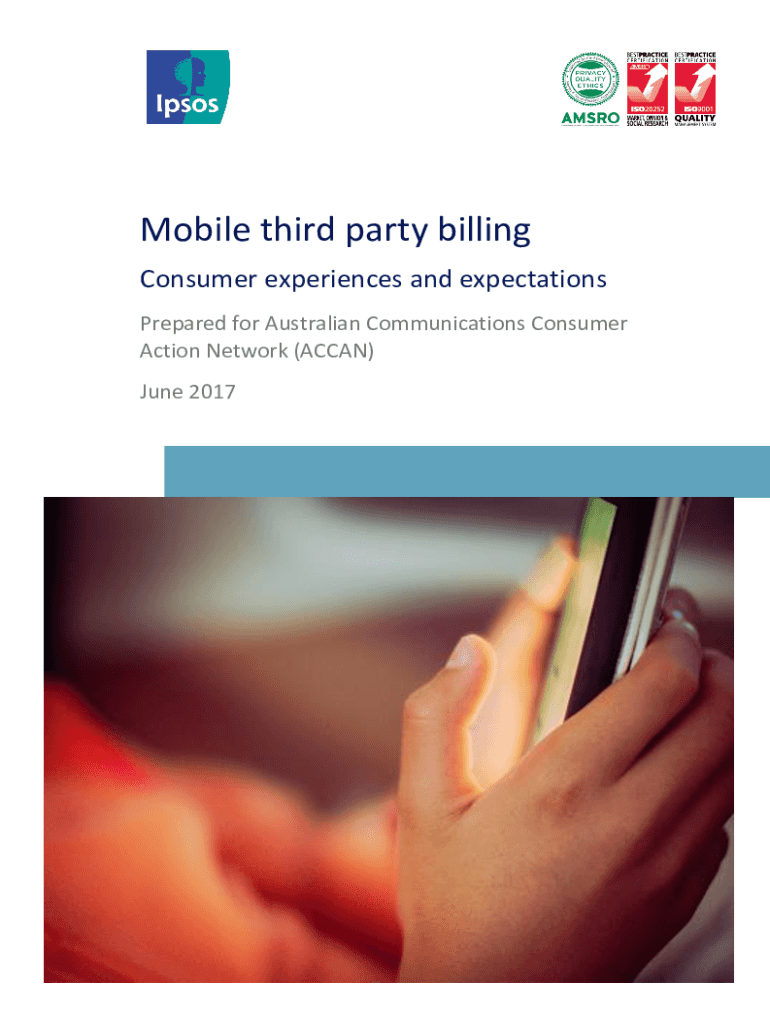 Fillable Online accan org ACCAN - Mobile third party billing, research conducted by Ipsos Fax ...