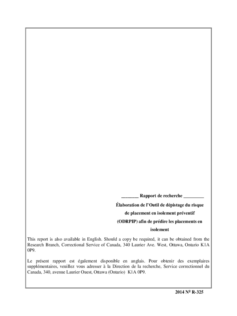 Remplissable En Ligne publications gc laboration de l'Outil de dpistage du risque de placement ...