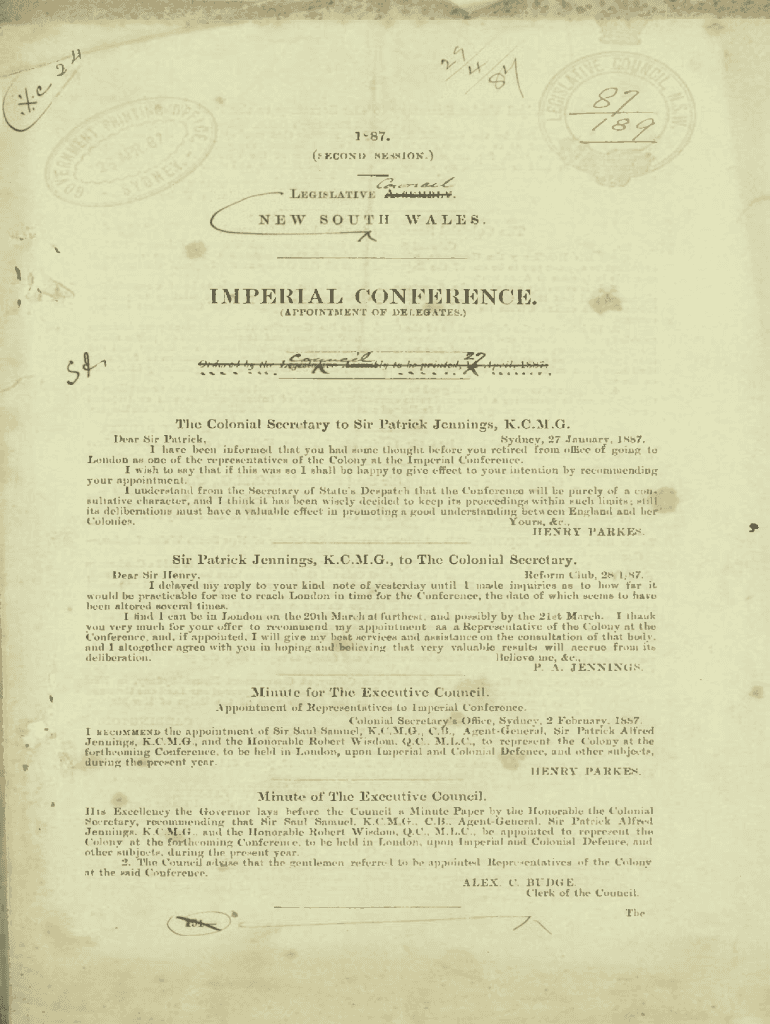 Fillable Online / Tlie Colonial Secretary to Sir Patrick Jennings, K.C ...