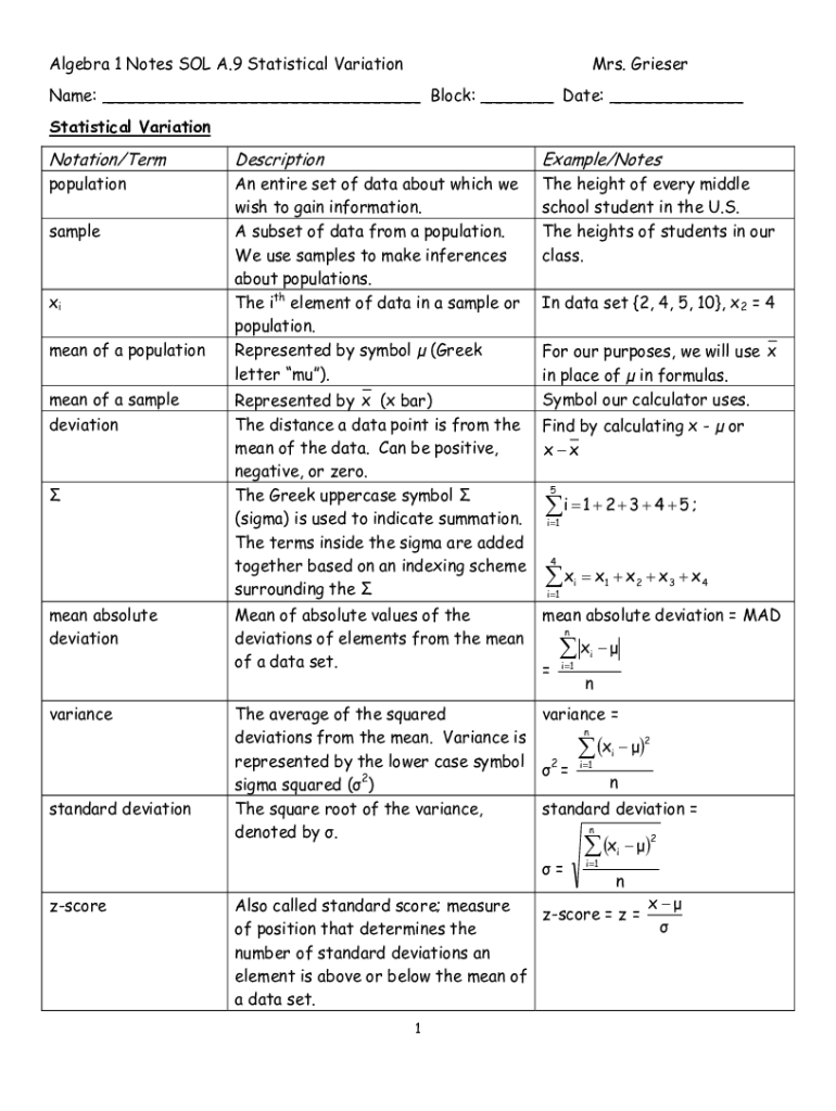 Fillable Online MATH091 - Descriptive Statistics With Algebra 1 Fax ...