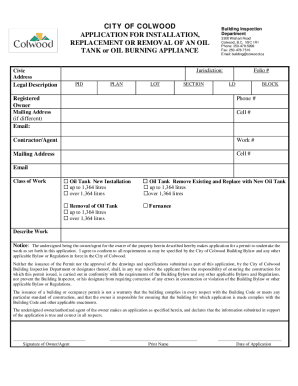 Fillable Online Building Permit Application for an Oil Tank ...