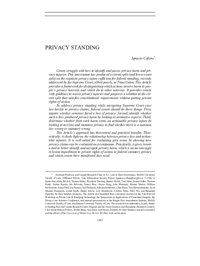 Fillable Online The Privacy Fallacy: Harm and Power in the Information ...