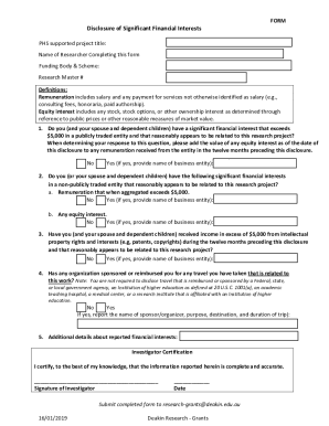 Fillable Online Financial Disclosure Requirements for Investigators of ...