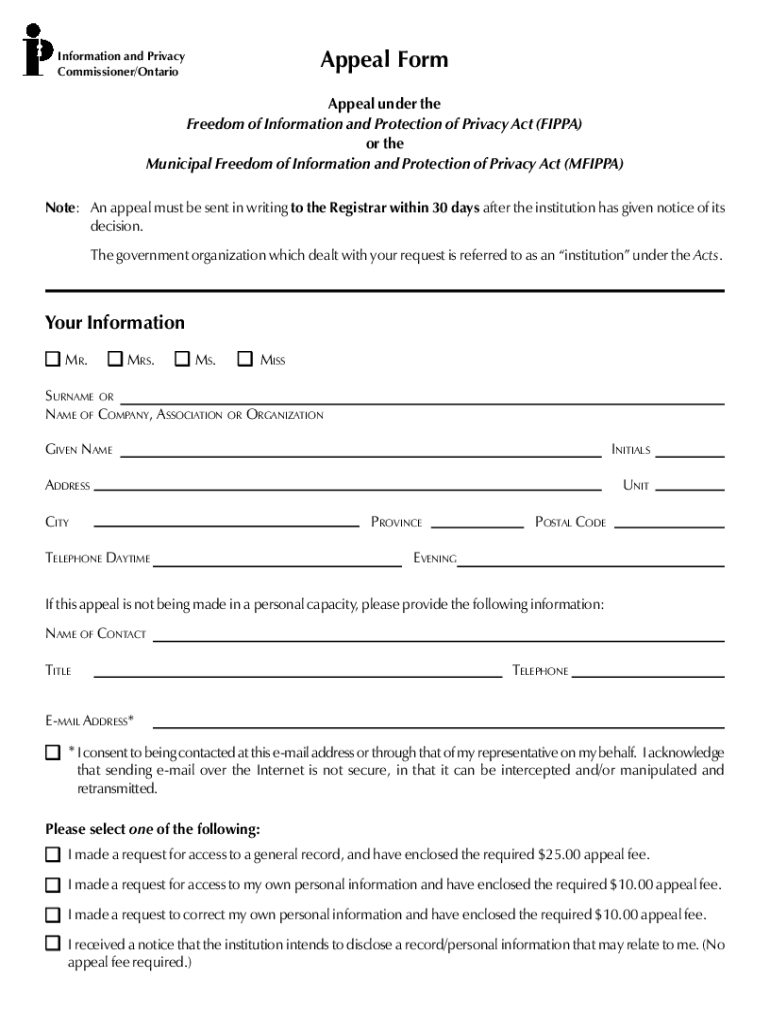 Fillable Online weblink8 countyofessex on Appeal Form. A form for ...