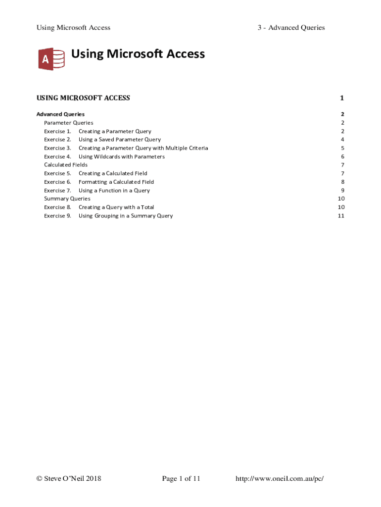 Fillable Online Use parameters in queries, forms, and reports - Access Fax Email Print - pdfFiller