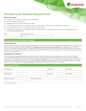Fillable Online . 8876 STG Personal Loan Redraw Request Form Fax Email ...
