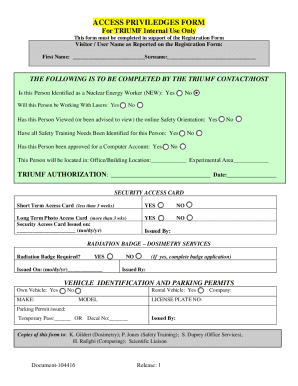 Fillable Online ACCESS PRIVILEDGES FORM Fax Email Print - pdfFiller