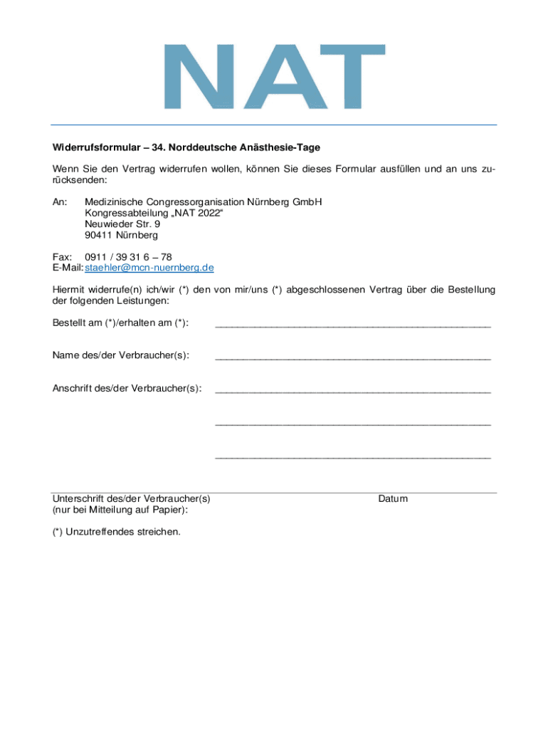 Ausfüllbar Online Wenn Sie den Vertrag widerrufen wollen, knnen Sie ...